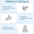 60-Pack Flat Head Machine Screws, M1.2x2mm 304 Stainless Steel Phillips ...