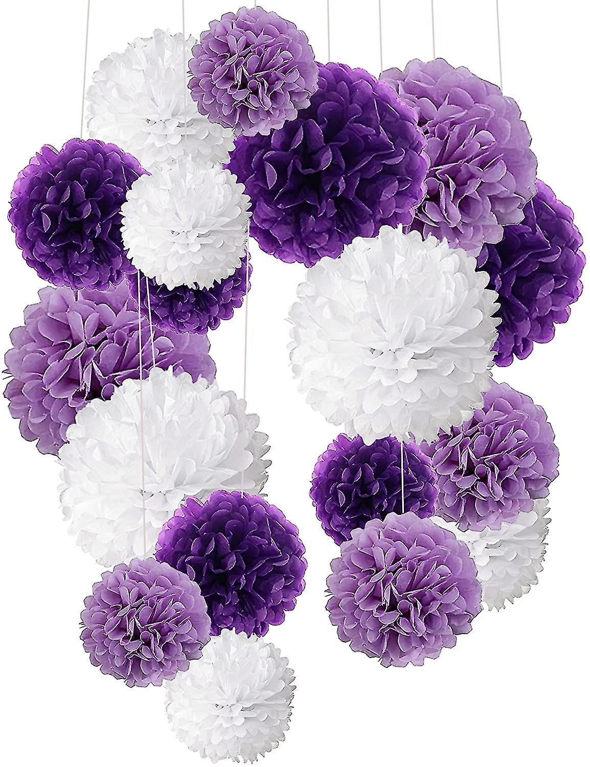 Paquete de 18 flores de pompones azules, kit de papel decorativo para ...