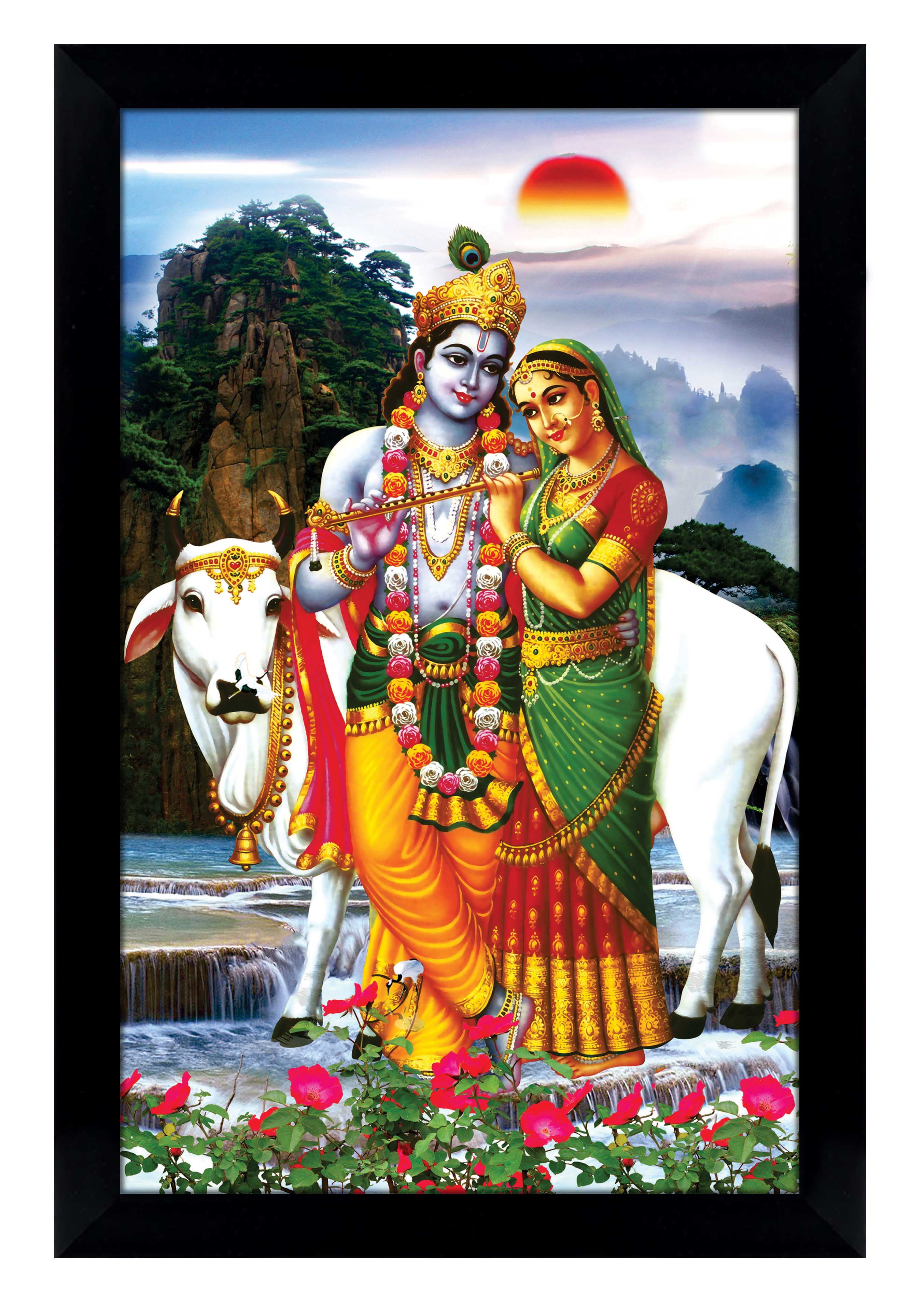 IBA Indianbeautifulart Radha Krishna Picture Frame Religious Poster ...