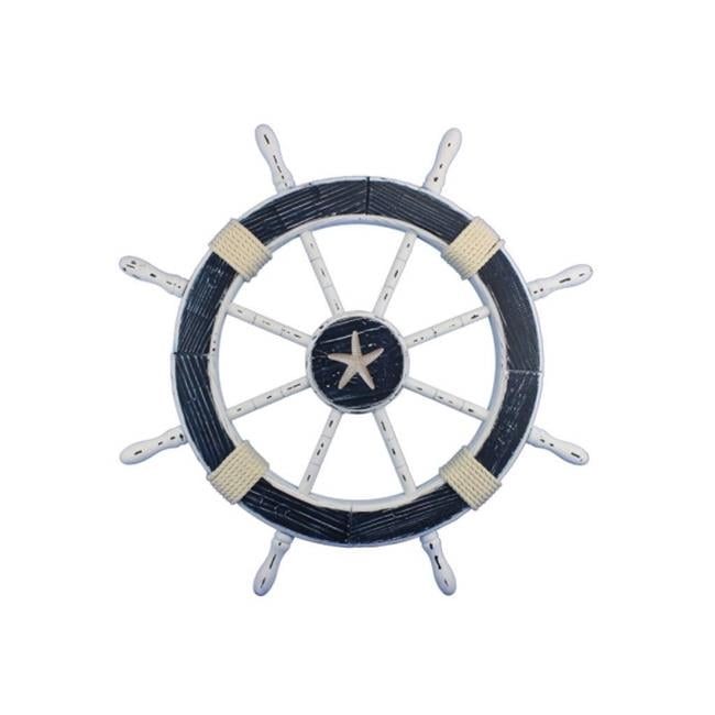 Handcrafted Model Ships Wheel-30-109-starfish 30 in. Wooden Rustic Dark ...