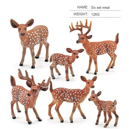 Amyove 6 Pcs Simulation Red White-tailed Deer Model Set Realistic ...