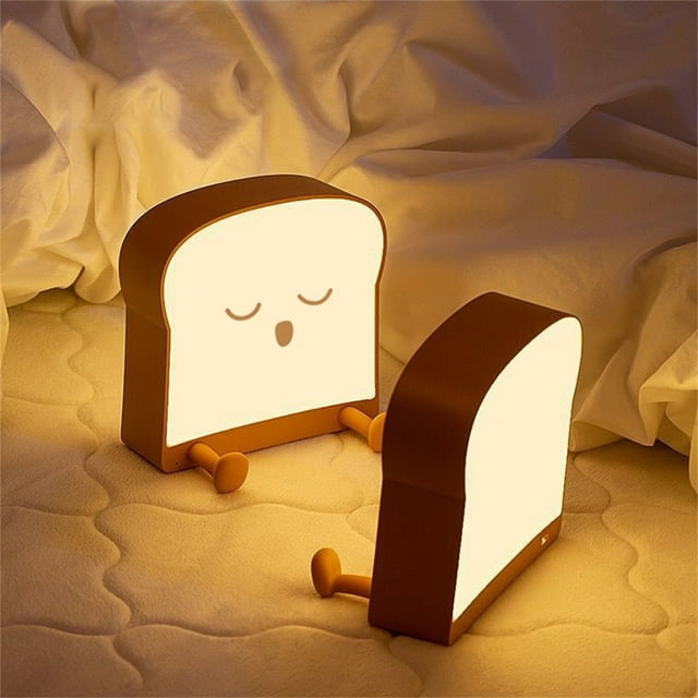 Toast Bread Night Light Kids, Bedside Dimmable Silicone Night Light ...
