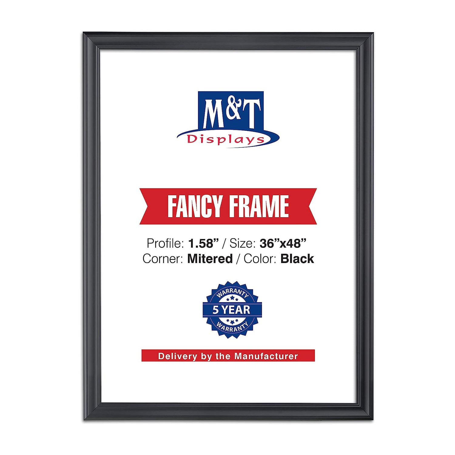 Black 36x48 Picure Frame, 1.58 inches Aluminum Profile, Front Loading ...