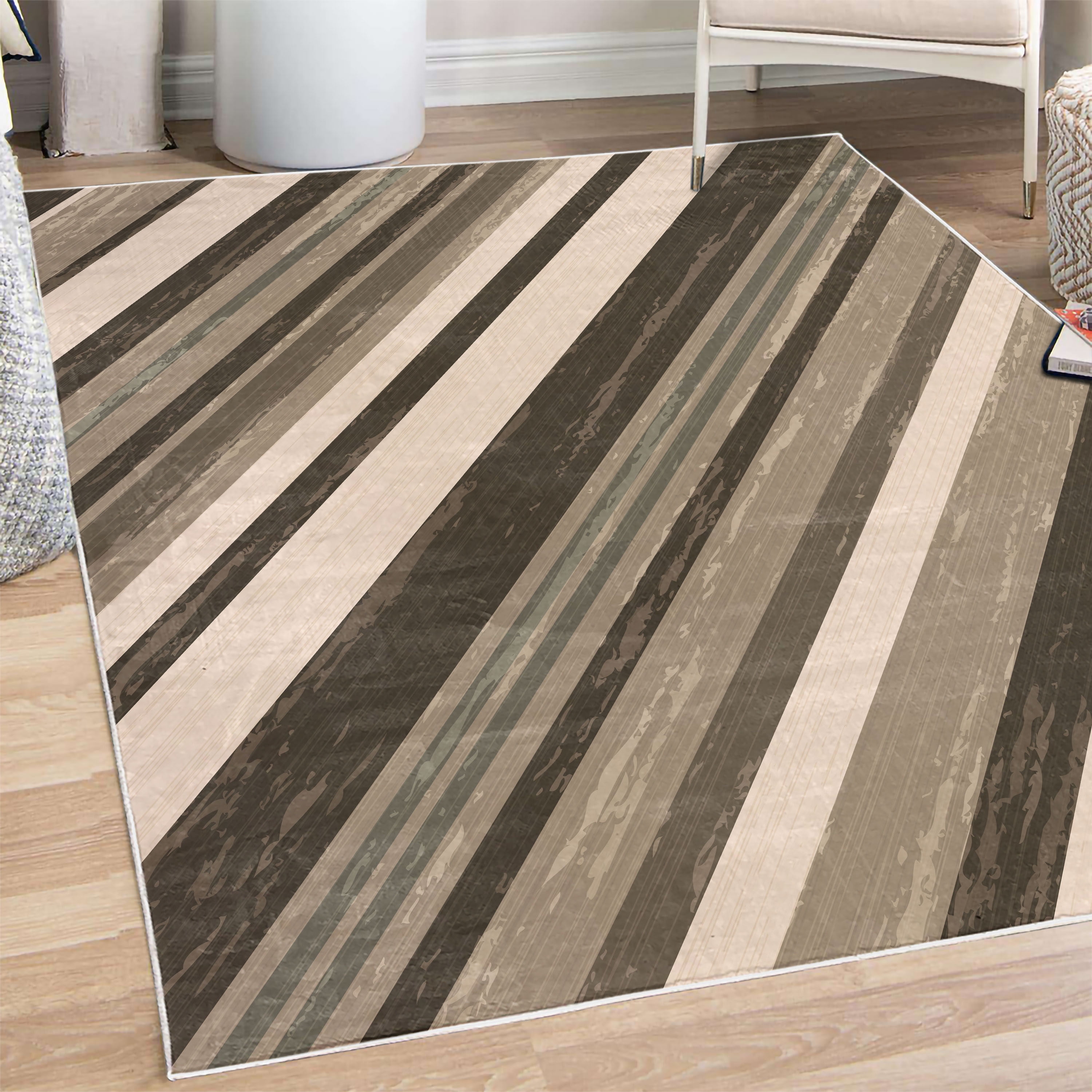 Vintage Decorative Rug, Diagonal Stripes on Old Aged Design Grungy ...