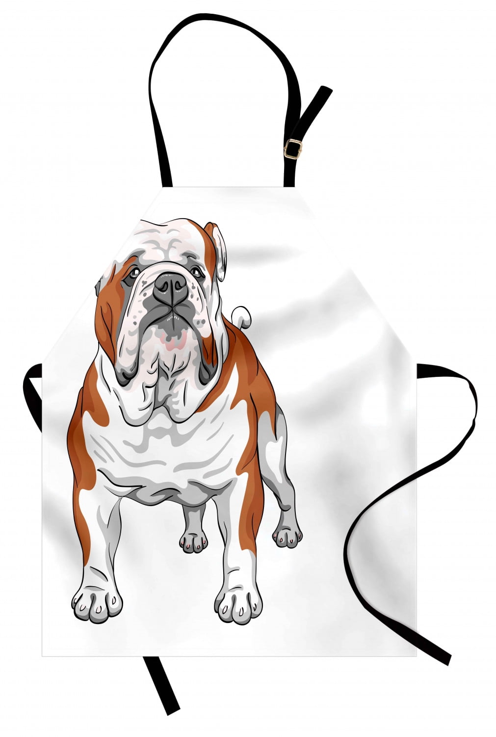 English Bulldog Apron Muscular Dog with Sketch Style Illustration of ...