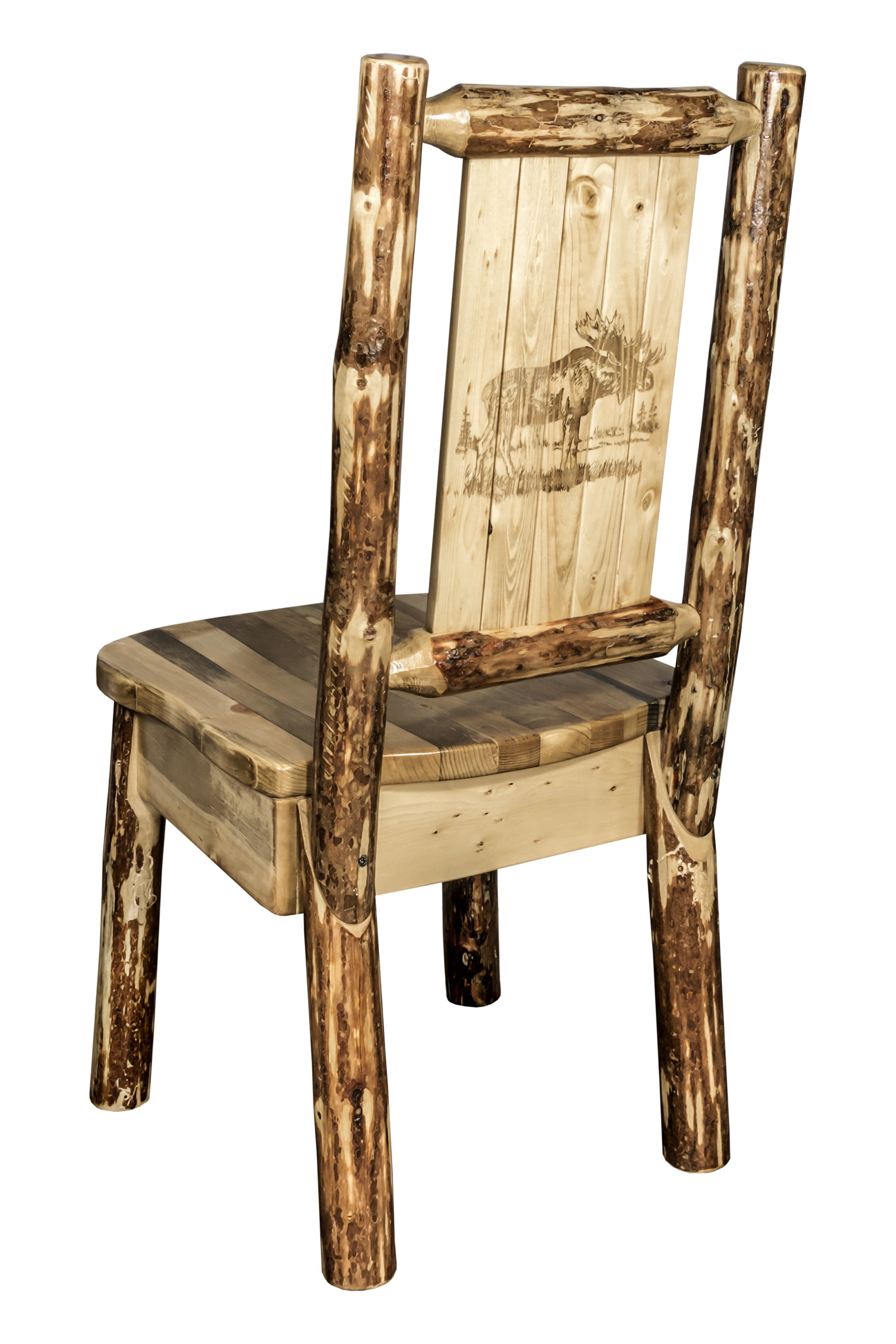 Glacier Country Collection Side Chair w/ Laser Engraved Moose Design ...