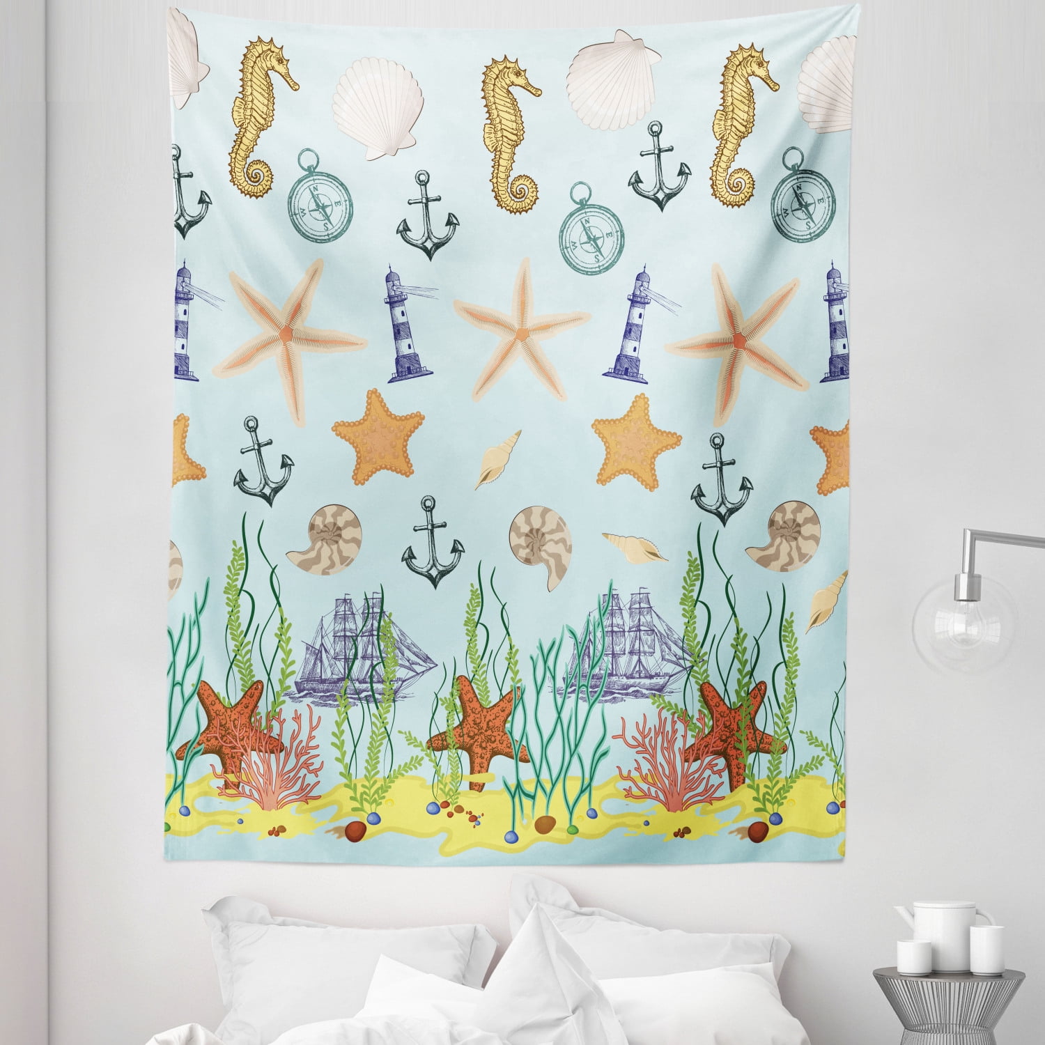 Nautical Tapestry, Elements of the Ocean Composition with Seastars ...
