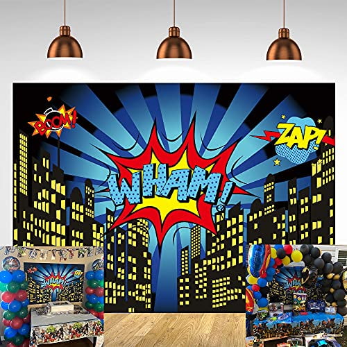 Superhero City Theme Photo Booth Birthday Party Decoration Supplies ...