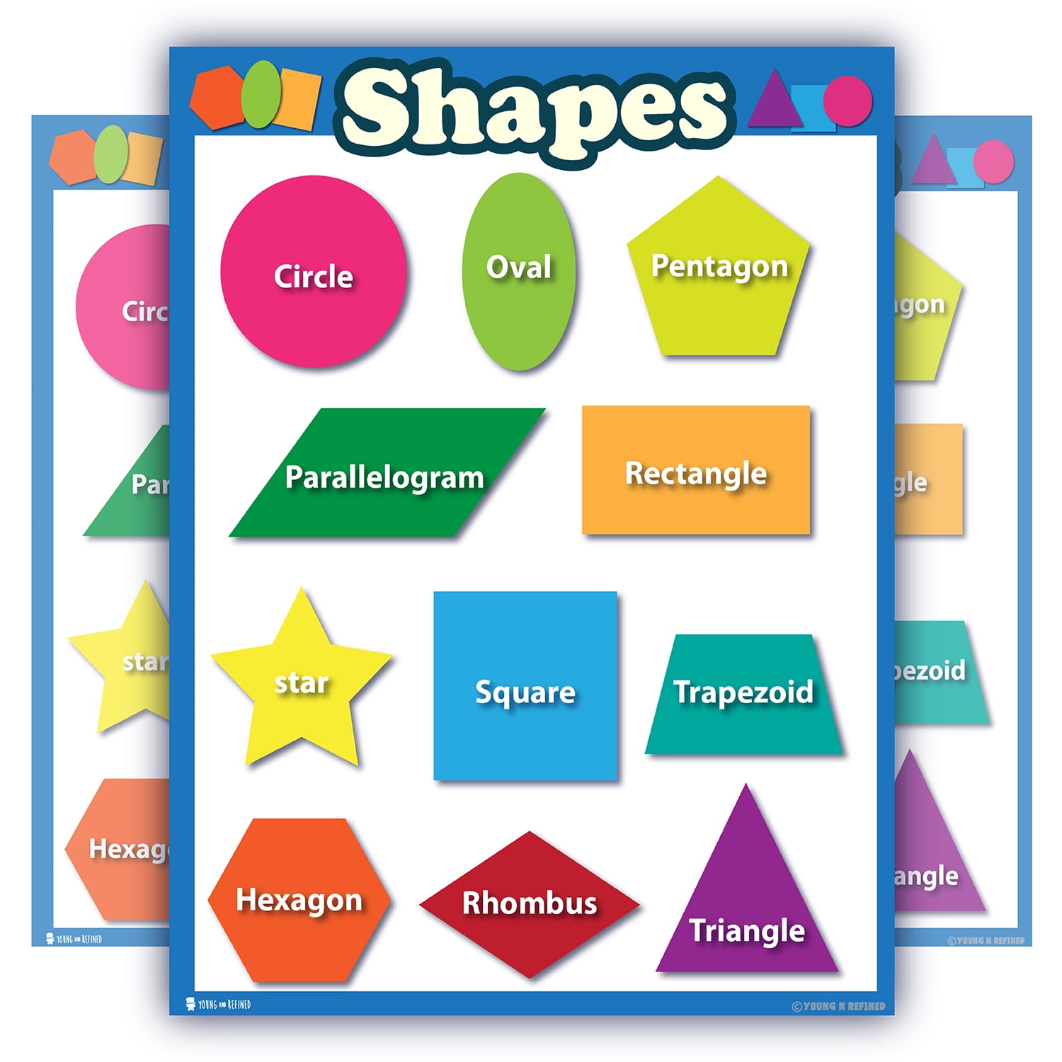 Shapes Poster LAMINATED Chart finish Size SMALL teachers and educators ...