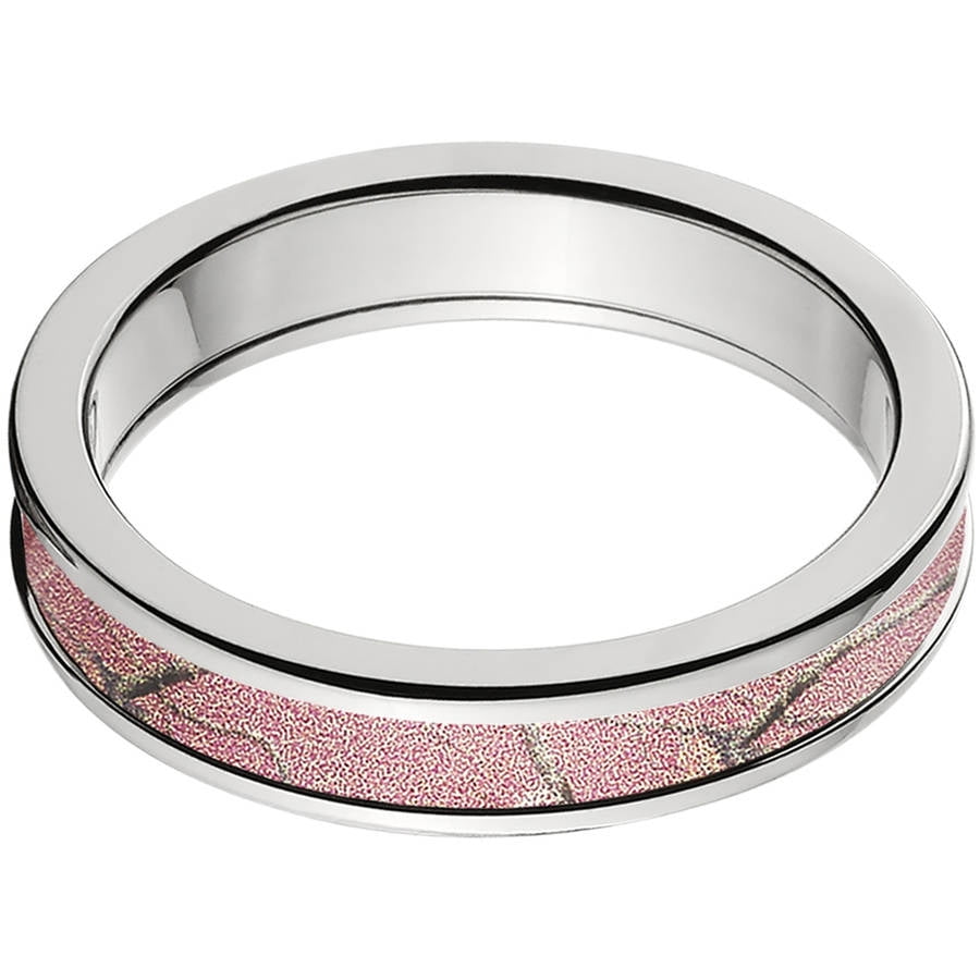4mm Half-Round Titanium Ring with a RealTree Pink Camo Inlay - Walmart.com