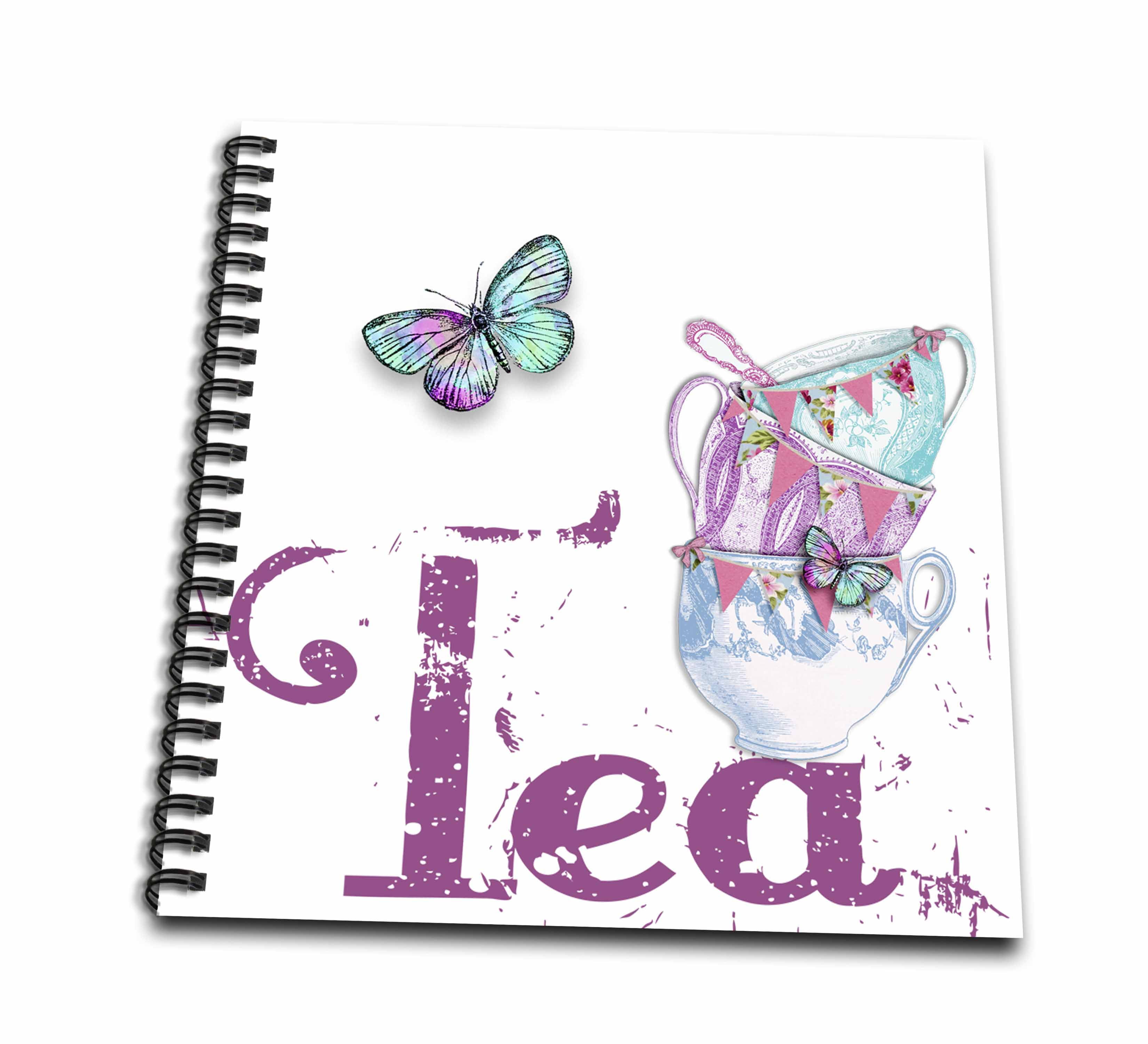 3dRose Vintage Stack Of Tea Cups With The Word Tea - Drawing Book, 8 by ...