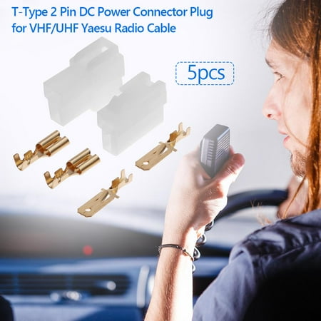 Jinveno 5 Sets Radio DC Power Connector Plug T-Type 2 Pin Male Female ...