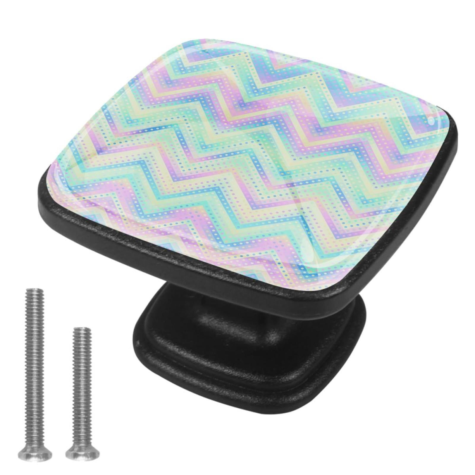 4 Pcs Cabinet Handle Drawer Pulls Wave Stripes Knobs with Screws Square ...