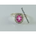 FINE SILVER JEWELLERS 6-Ray Pink Ruby Star Ring 925 Solid Silver Pink ...