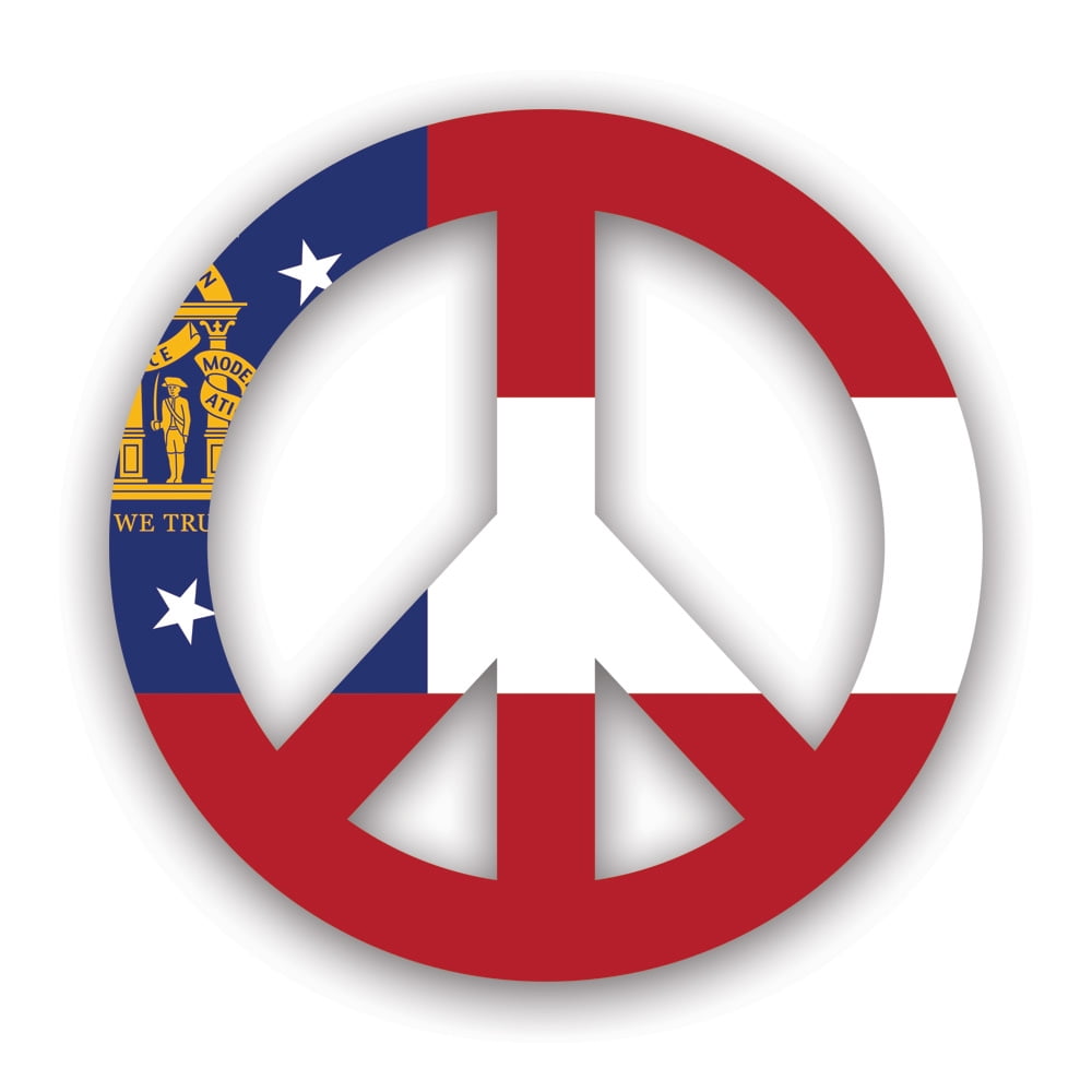 Georgia Flag Peace Symbol Sticker Decal - Self Adhesive Vinyl ...