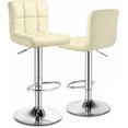 Bar Stools Set of 2, PU Leather Counter Height Barstools Armless ...
