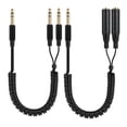 6.35mm 1/4Inch Male Stereo to Two Sound Cable Spring Y Splitter Adapter ...