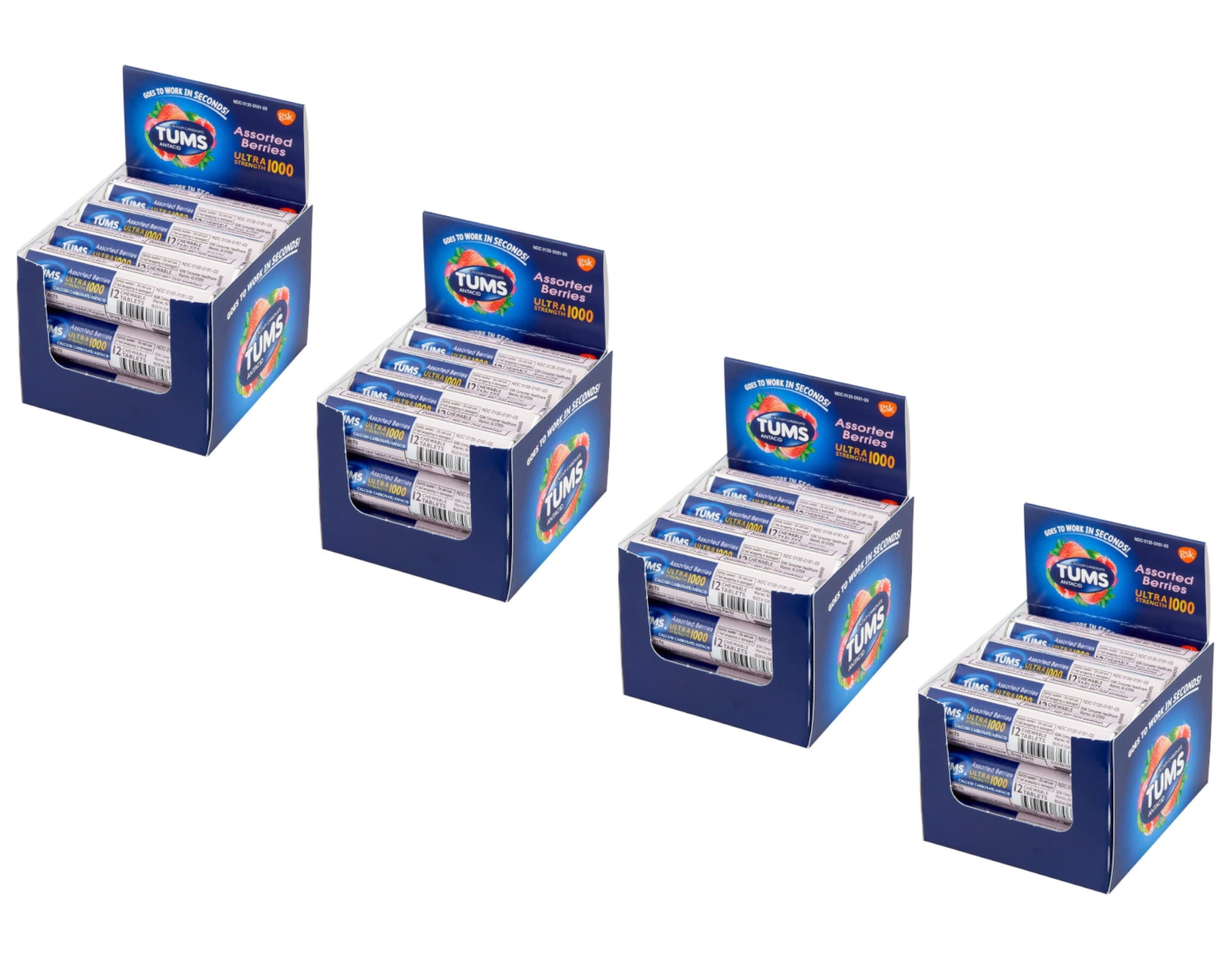 Tums Ultra 1000 Assorted Berries 12 Count x 12 Rolls (144 Count Each ...