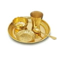 Brass Pooja Bhog Thali Set 6 Inch – Pital Plate with Bowl, Glass ...