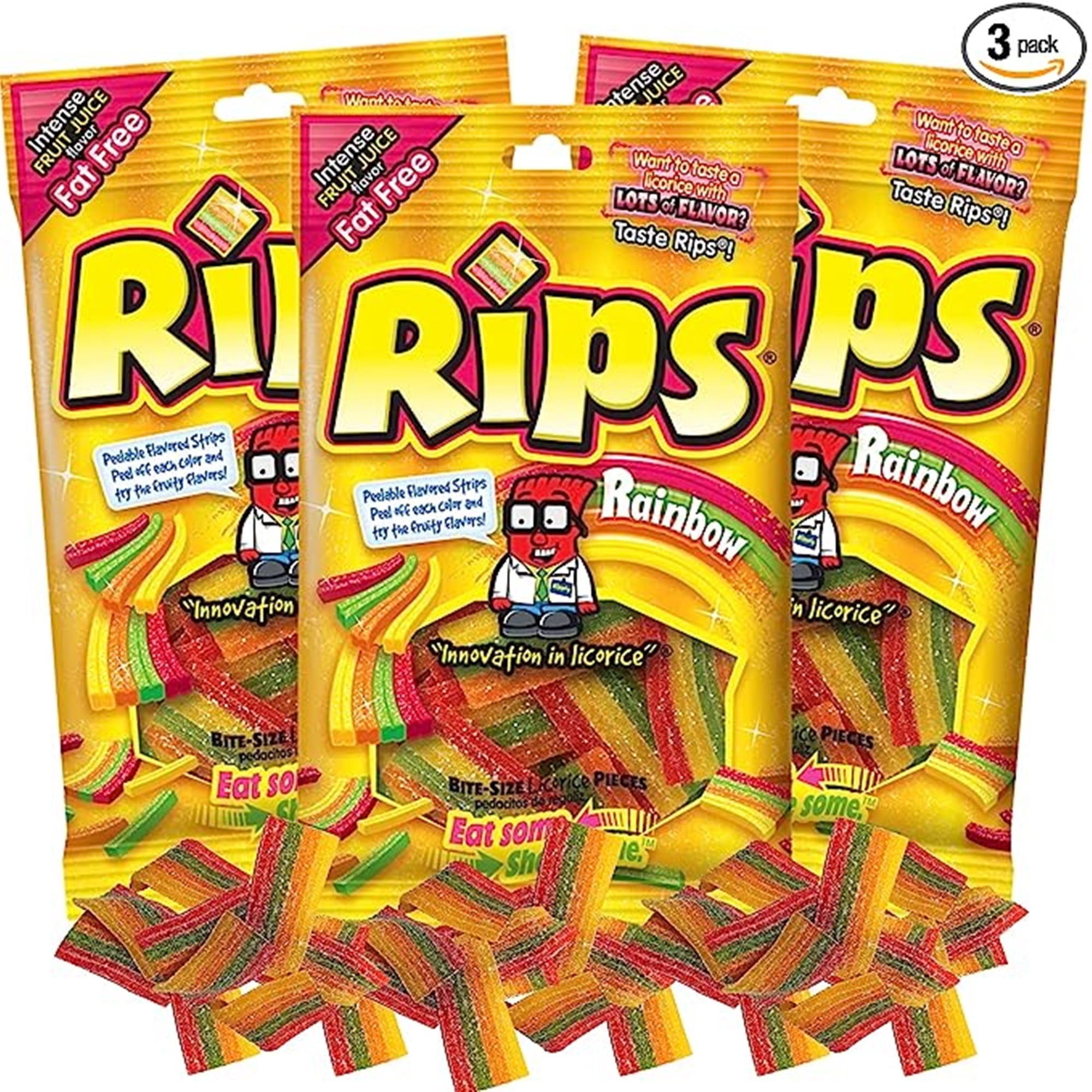 Rainbow Bite Sized Licorice Candies, Shareable Chewy Candy, Pack of 3 ...