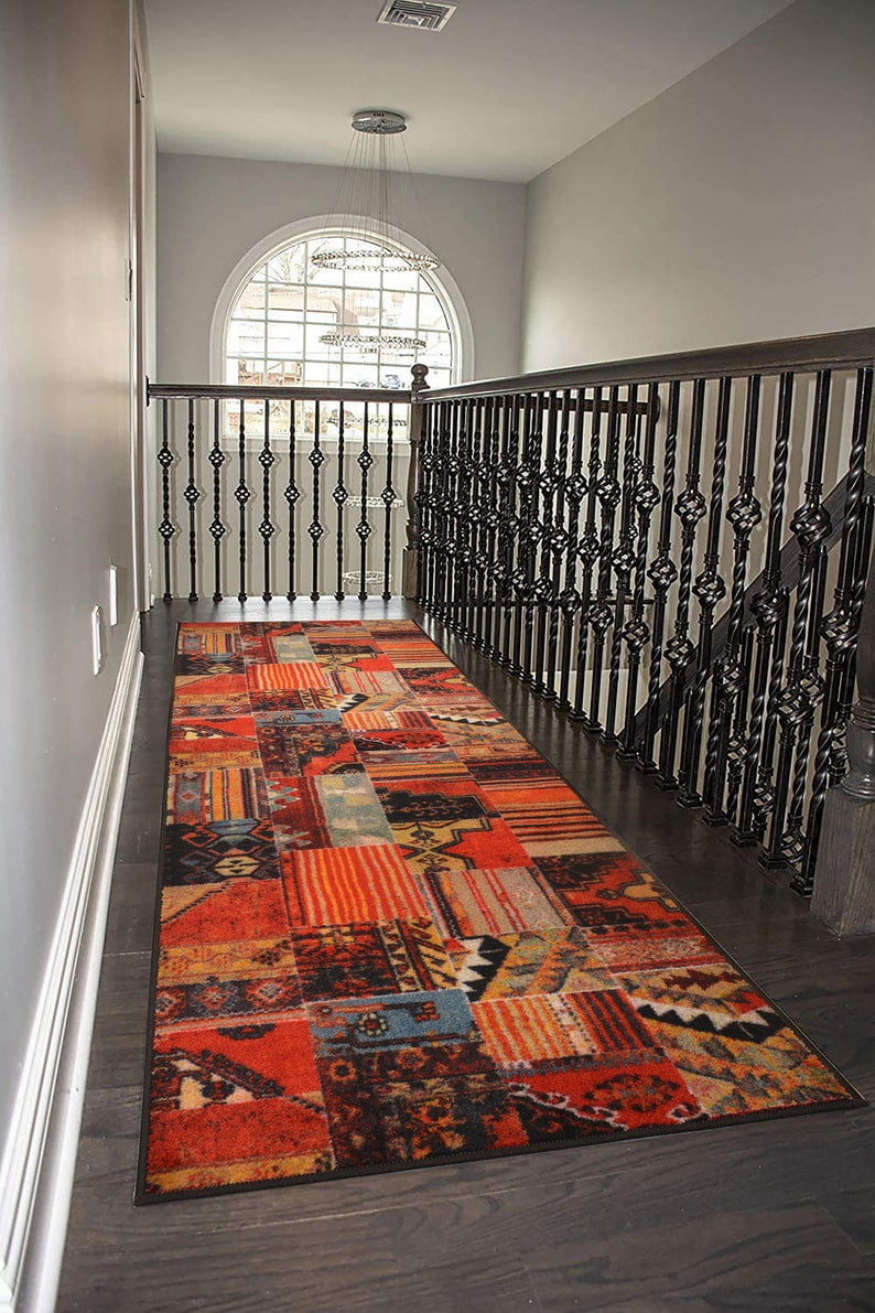Custom Size Rug Runner Traditional Vintage Distressed Looks Patchwork ...
