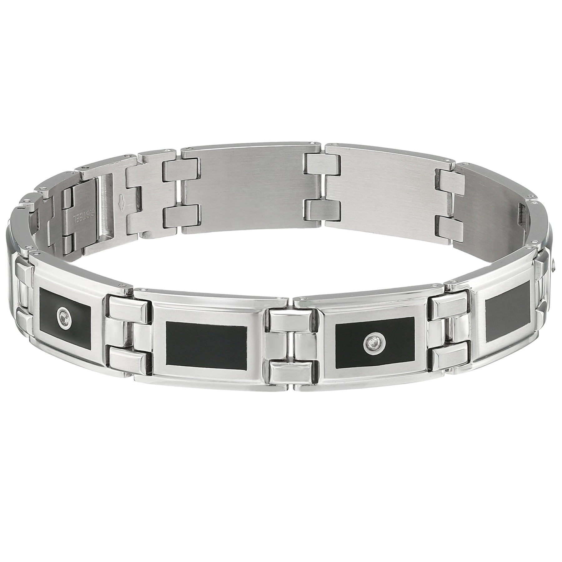 Lavari Jewelers - Lavari Stainless Steel 1/8ct TDW White Diamond Black ...