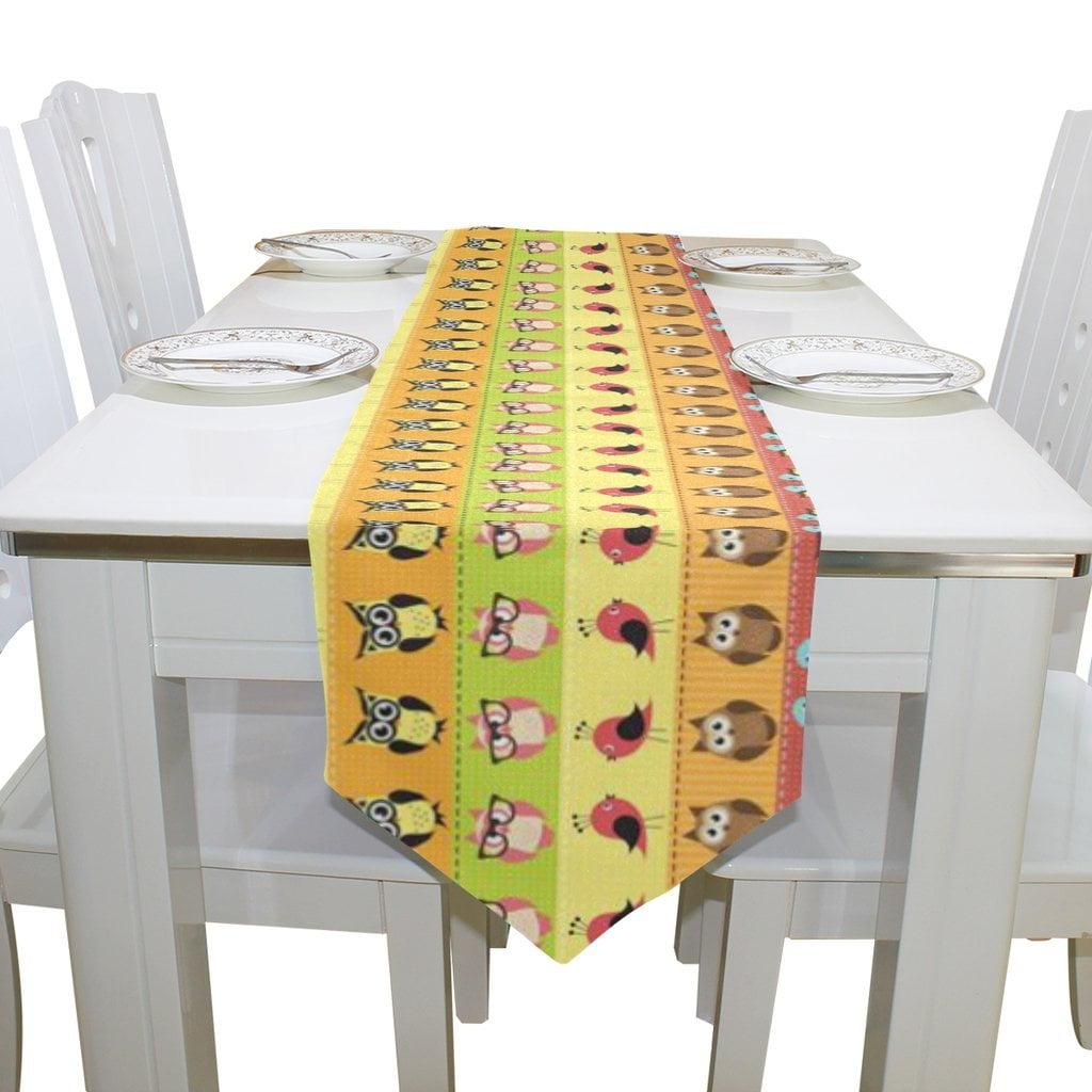 POPCreation Cute Owl Table Runner 13x70 Inches Yellow Table Top ...