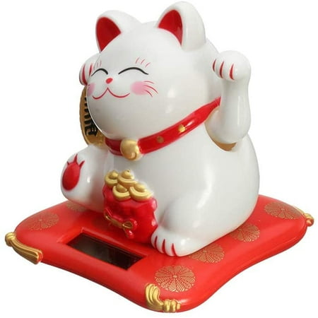 Maneki Neko Solar Powered Lucky Cat, Japanese Fortune Cat Waving Arm (A ...