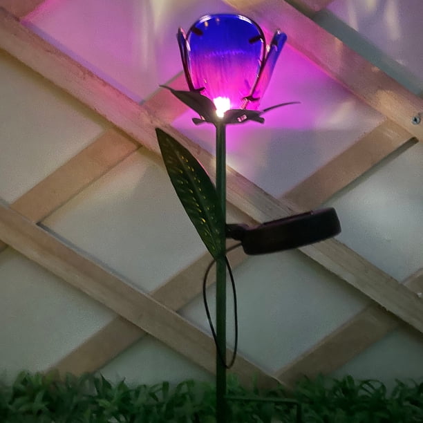 jovati Solar Flowers Lights Outdoor Garden Glass Simulation Flowers ...