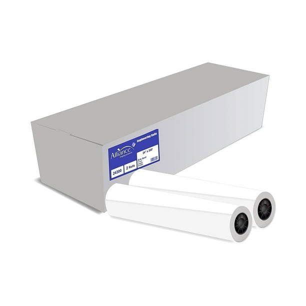 Alliance 24300 CAD 24 Inch x 300 Foot Bond Paper Roll w/ 2 Inch Core 2 ...