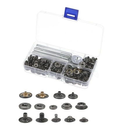 Snap Fasteners Kit 4 Type Copper with 9 Setter Tools & Box, Dark Bronze ...