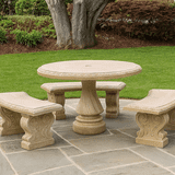 Solid Rock Stoneworks Outdoor 4-Piece Round Concrete Table Set- Desert ...