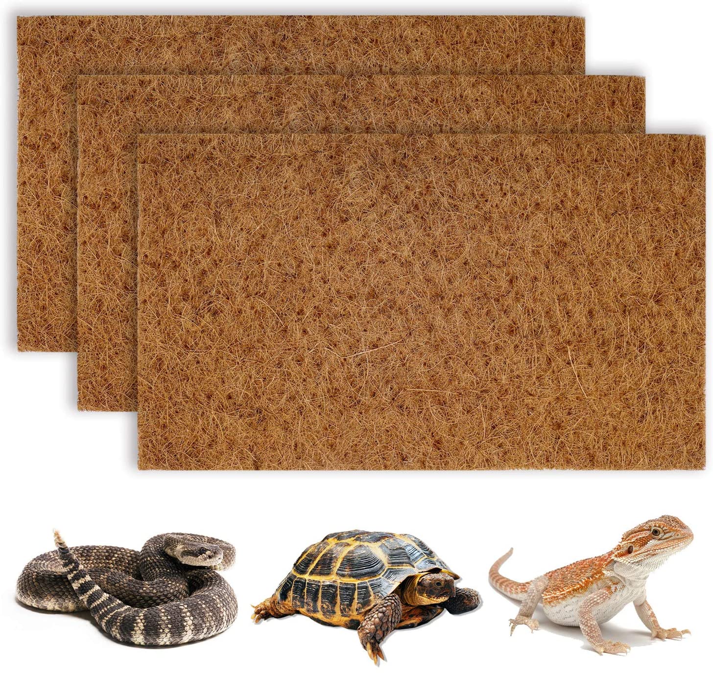 IGUOHAO Reptile Carpet Natural Coconut Fiber Tortoise Lizard Mat,3 Pack ...