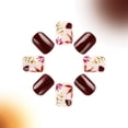 JUNXIAO-Square Press on Nails Short Fake Nails with Fall Leaf Design ...