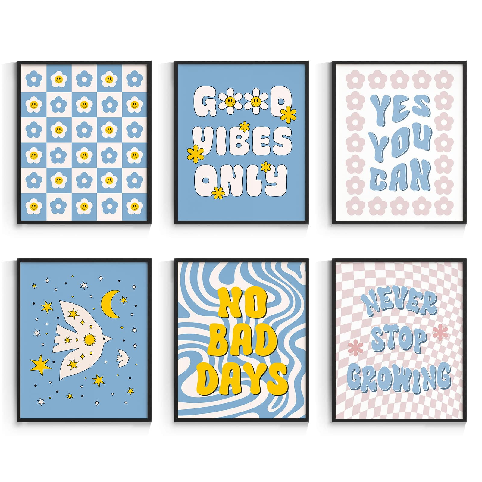 Blue 70s Wall Art Posters, Cute Preppy Wall Decor, Vintage Posters for ...