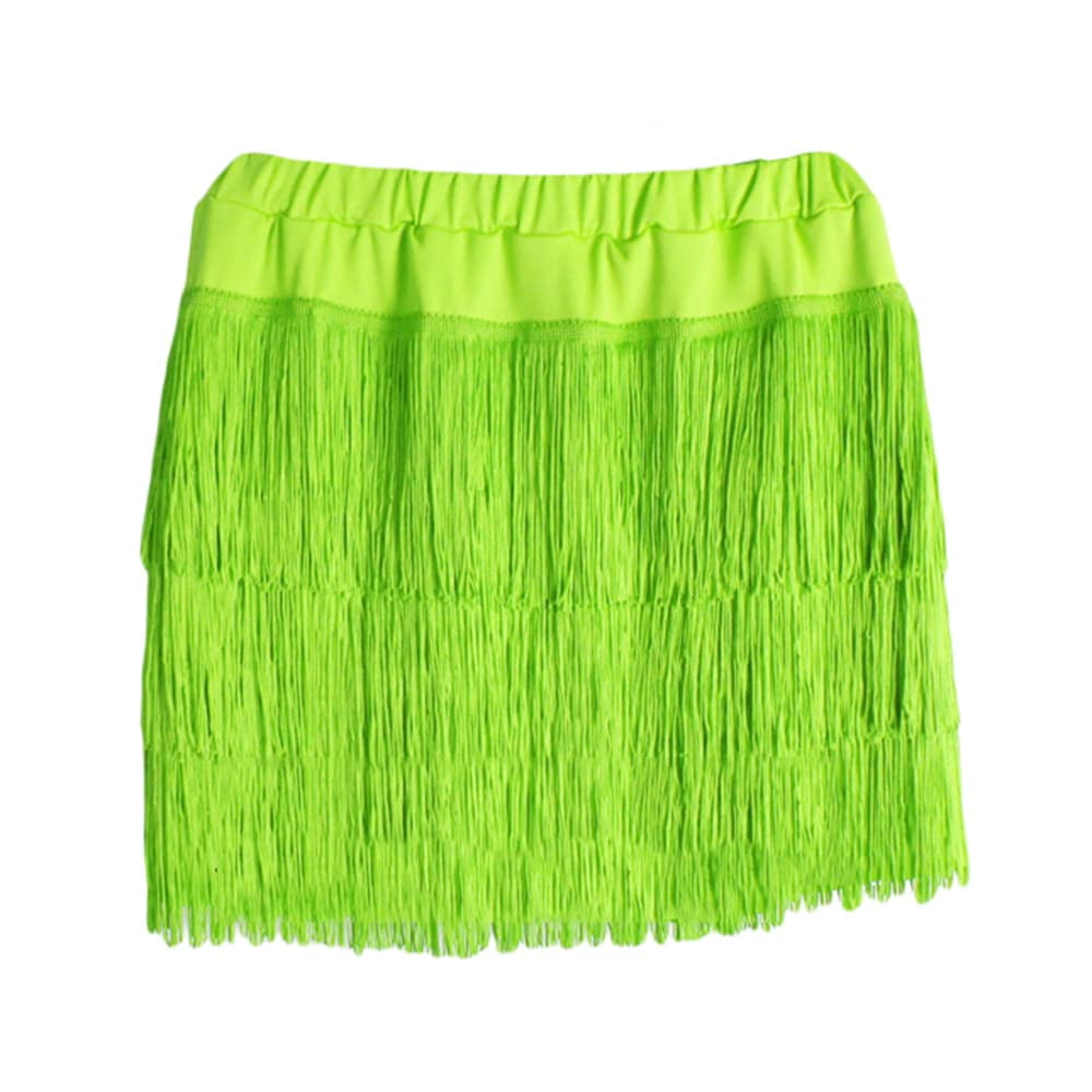 YM YOUMU Kids Girls Tassel Dance Skirt Latin Ballroom Salsa Rumba Mini ...