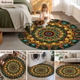 Bohemian Flower Round Area Rug 5 FT, Non Slip Bedroom Rugs, Colorful ...