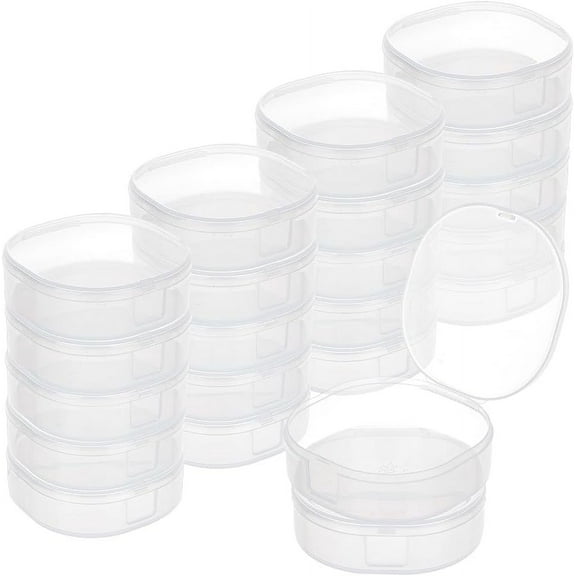 24 Packs Round Clear Plastic Box 75x0.8inch PP Plastic Bead Container ...