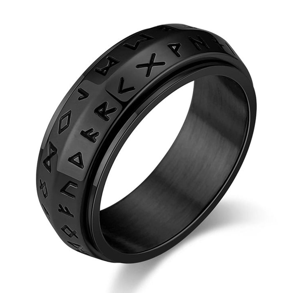 Anillo de acero de titanio giratorio con texto vikingo nórdico para ...