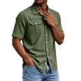 Antinious Men Solid Button Collar Short Sleeve Business Loose Casual ...