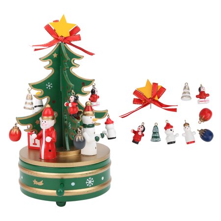 Cergrey Xmas Musical Box, Christmas Music Box Wood Christmas Musical ...