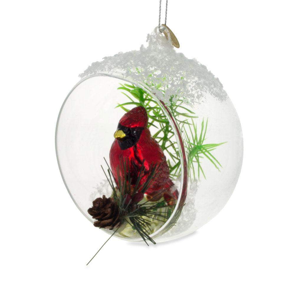 BestPysanky Red Cardinal Bird Inside Glass Ball Christmas Ornament 4.4 ...