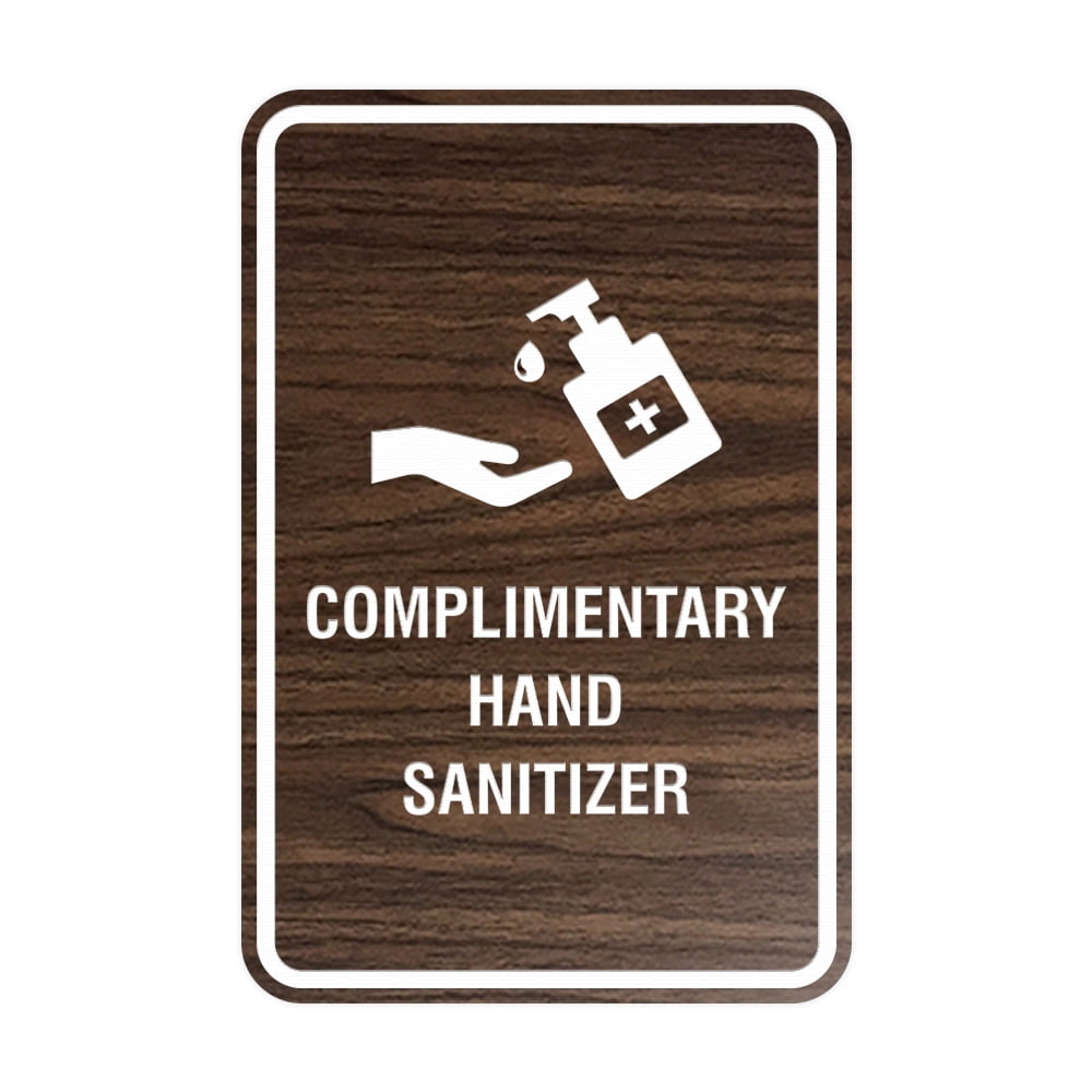 Portrait Round Complimentary Hand Sanitizer Sign (Walnut) - Large 6" x ...