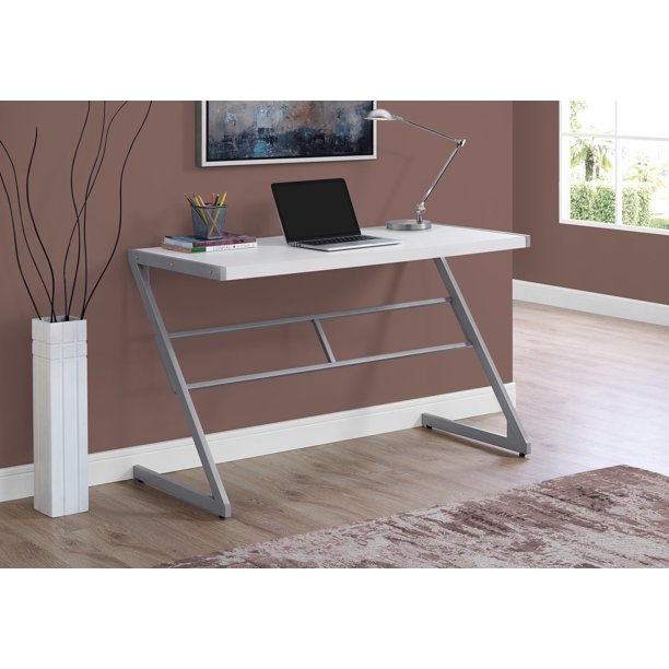 Computer Desk - 48"L / White / Silver Metal - Walmart.com