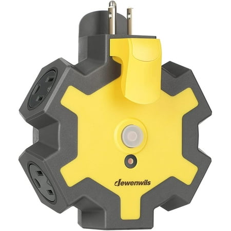 Outdoor Extension Cord Power Adapter, Heavy Duty 5-Outlet Power Hub ...