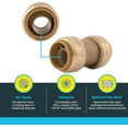 SharkBite 3/4 Inch Straight Coupling, Pack of 12, Push To Connect Brass Plumbing Fitting, PEX ...