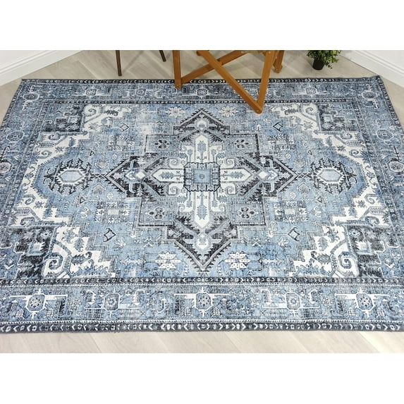 Blue Persian Rug, Heriz Kilim Vintage style Area Rugs Runner Geometric ...