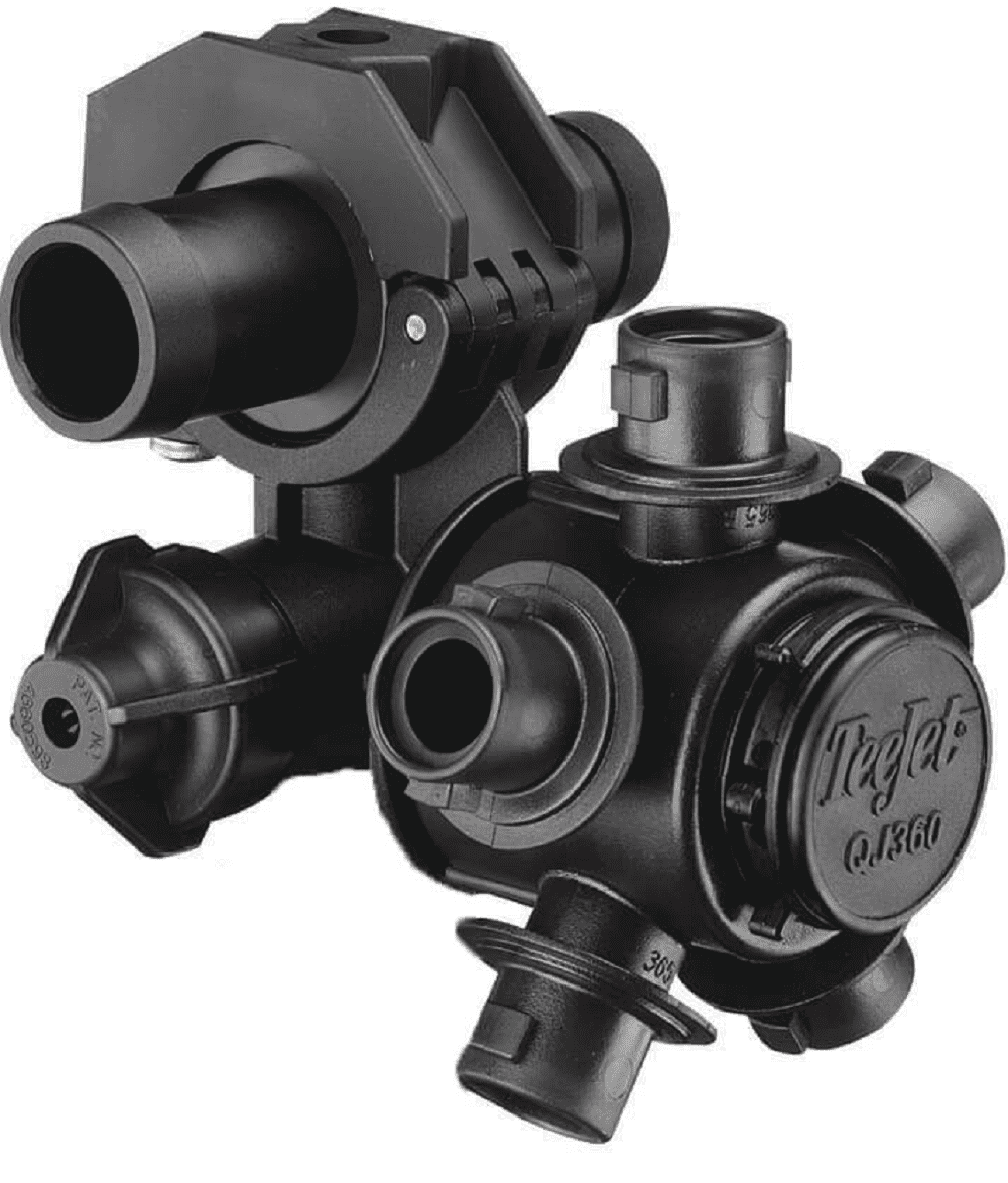 QJ365C-750-2-NYB TeeJet 3/4" Double Hose Shanks 5 Outlet Nozzle Body ...