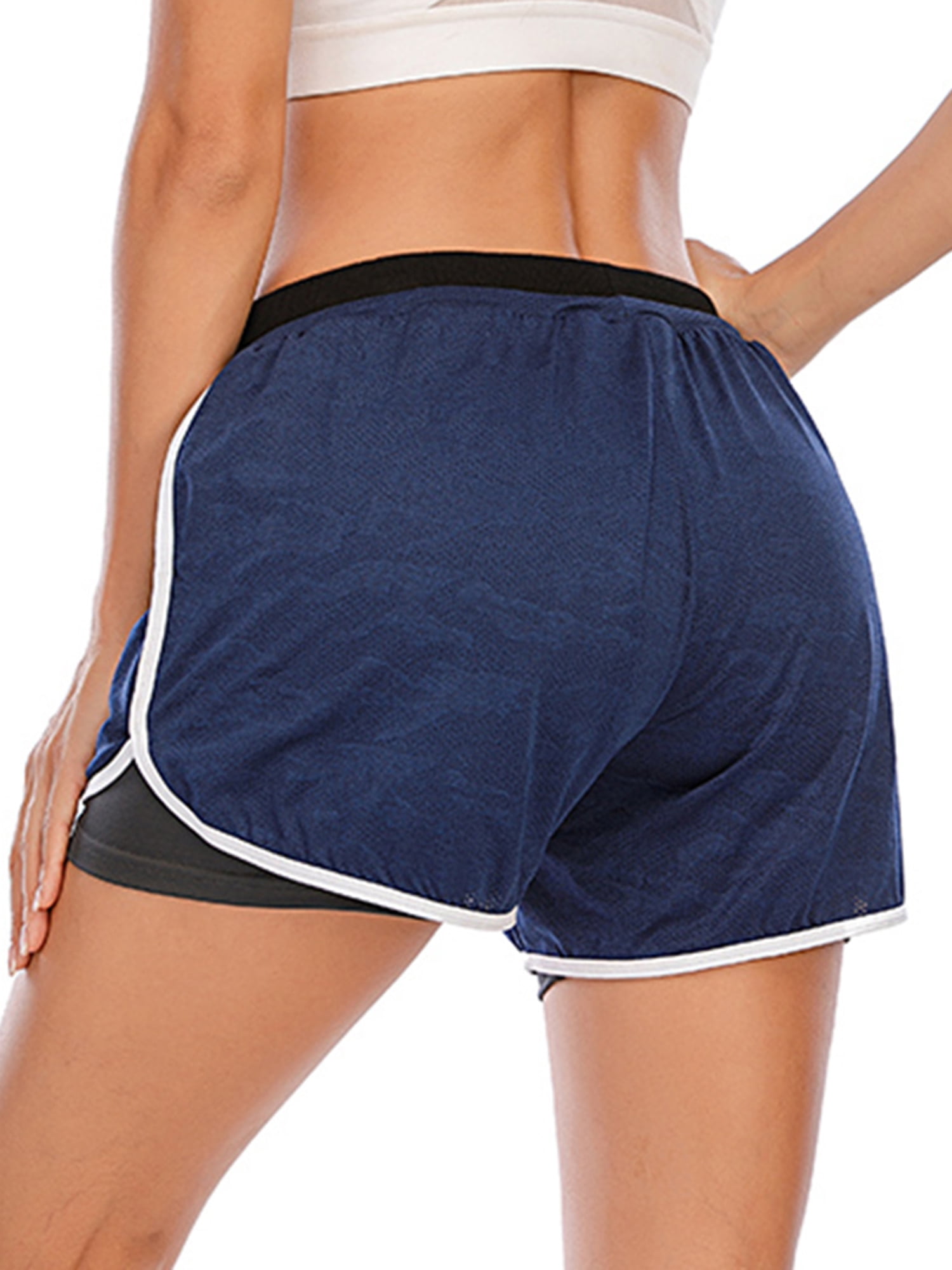 Women's Quick-Dry Sport Shorts Double layer Running Yoga Shorts ...