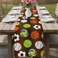 Brown Balls Table Runner 72 Inches, Baseball Tennis Basketball Football ...